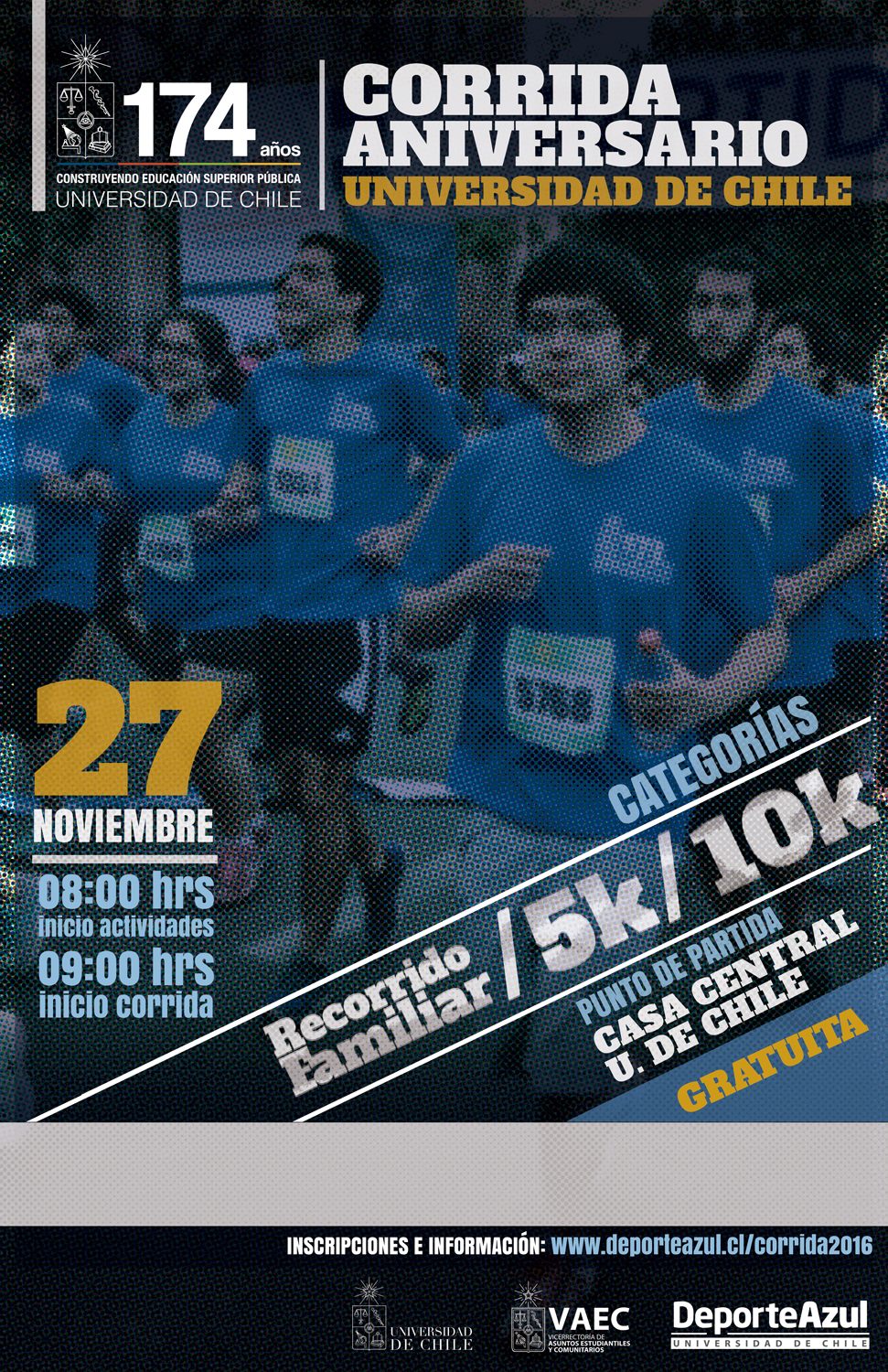 Corrida Aniversario 174 Universidad de Chile 2016 | Corre.cl